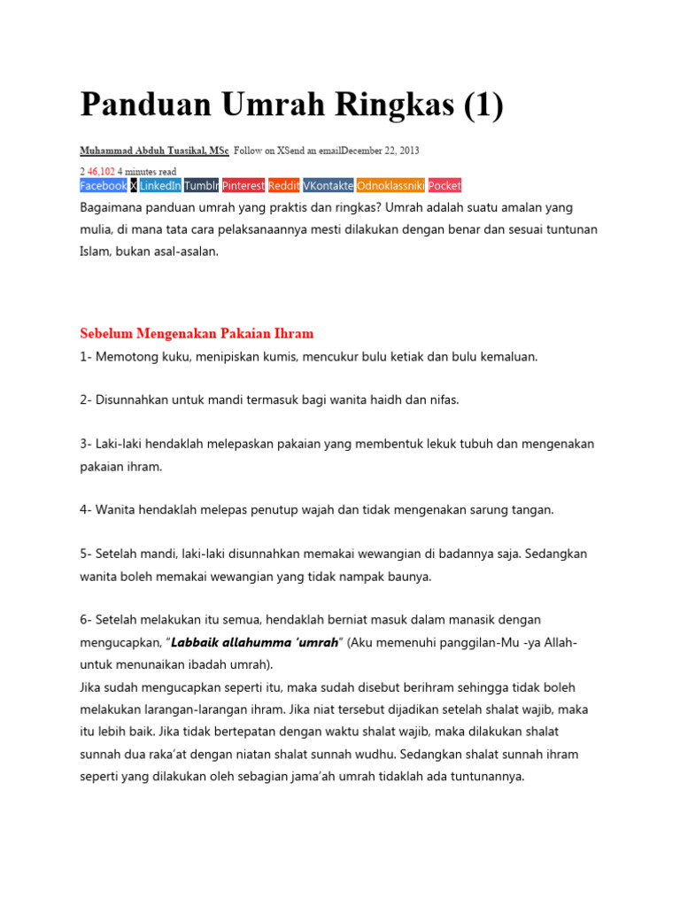 Panduan Umrah Ringkas | PDF