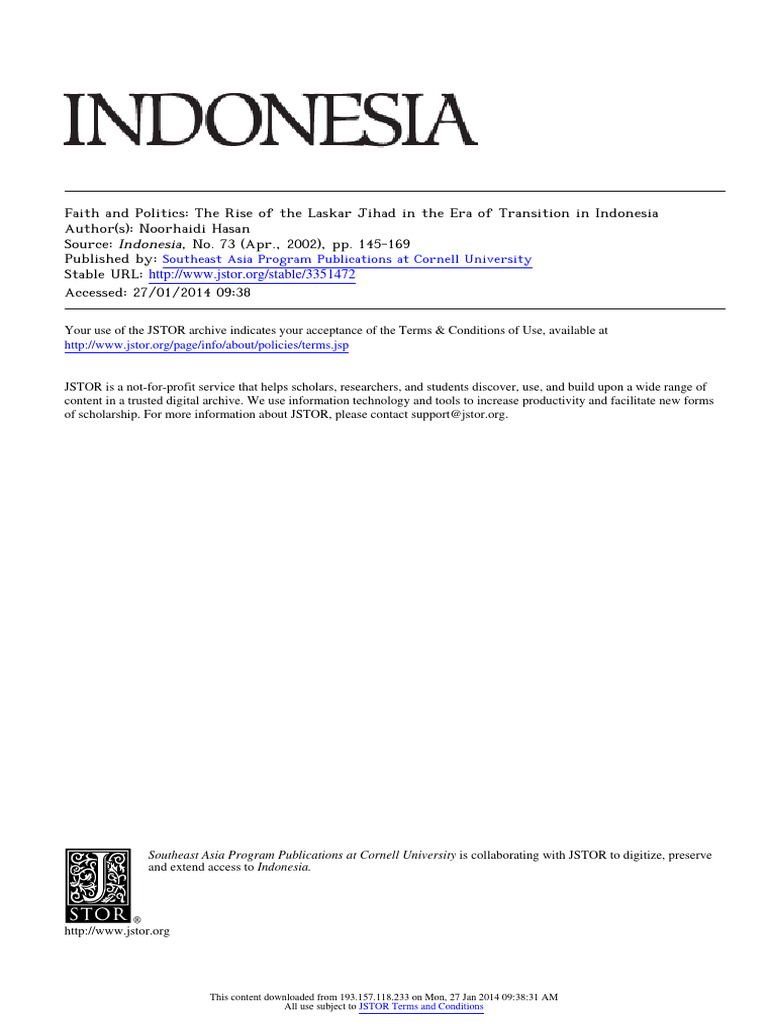 Laskar Jihad: Rise of Militant Islam in Indonesia | PDF | Wahhabism ...