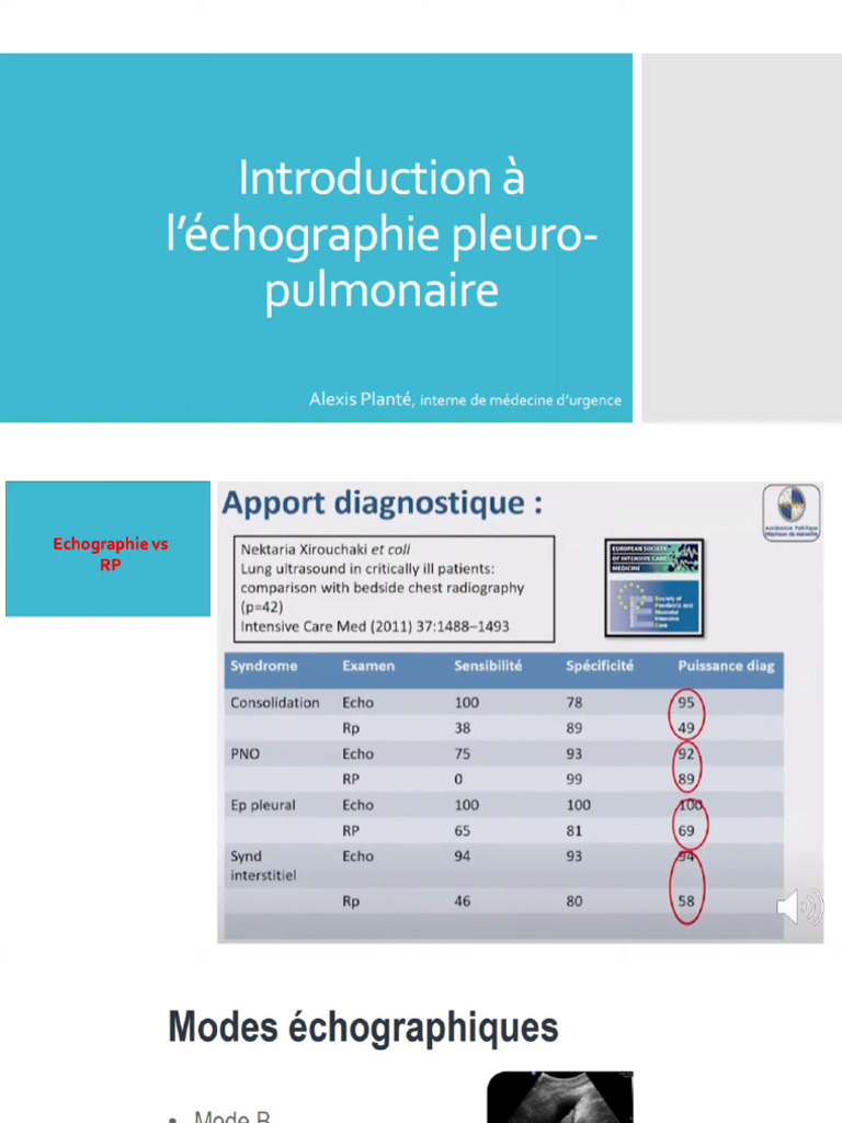 1 Introduction Ã L'eì Chographie Pleuro-Pulmonaire | PDF
