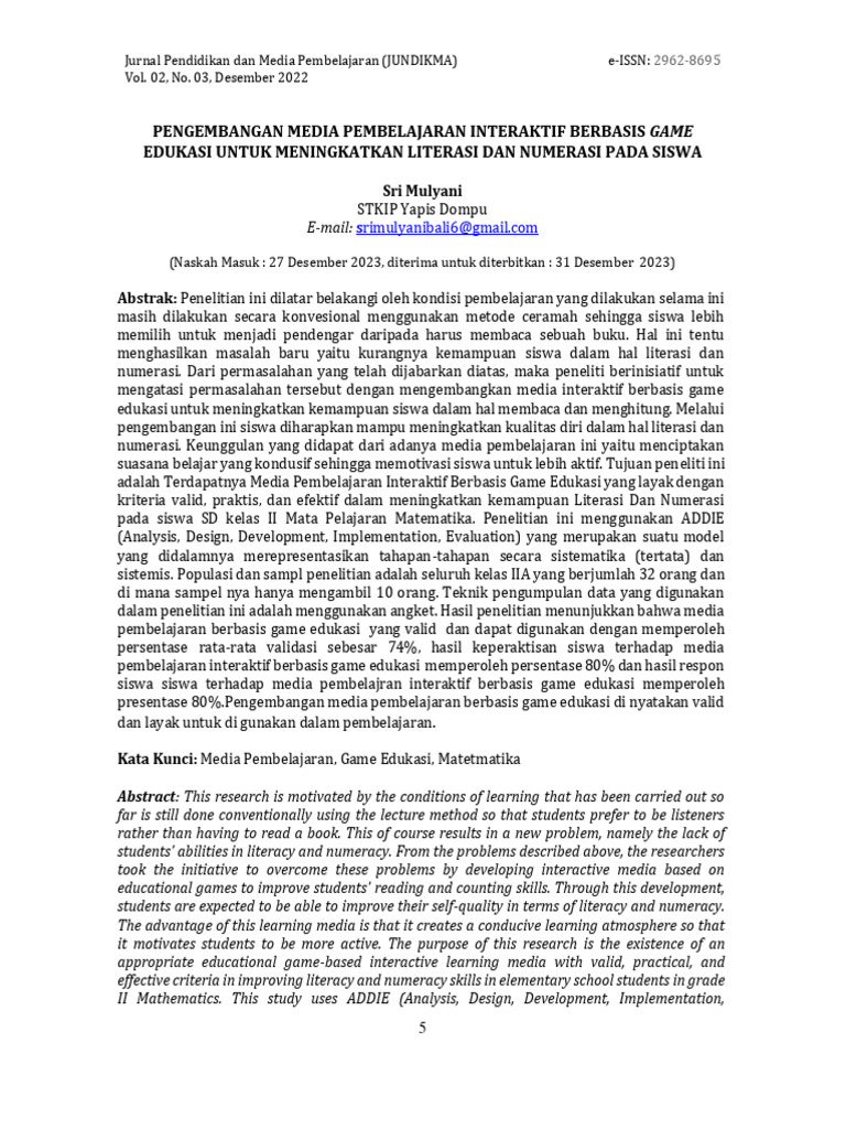 Pengembangan Media Pembelajaran Interaktif Berbasi | PDF