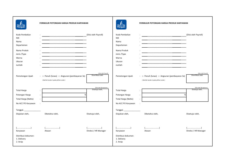 Formulir Diskon Produk Untuk Karyawan Internal | PDF
