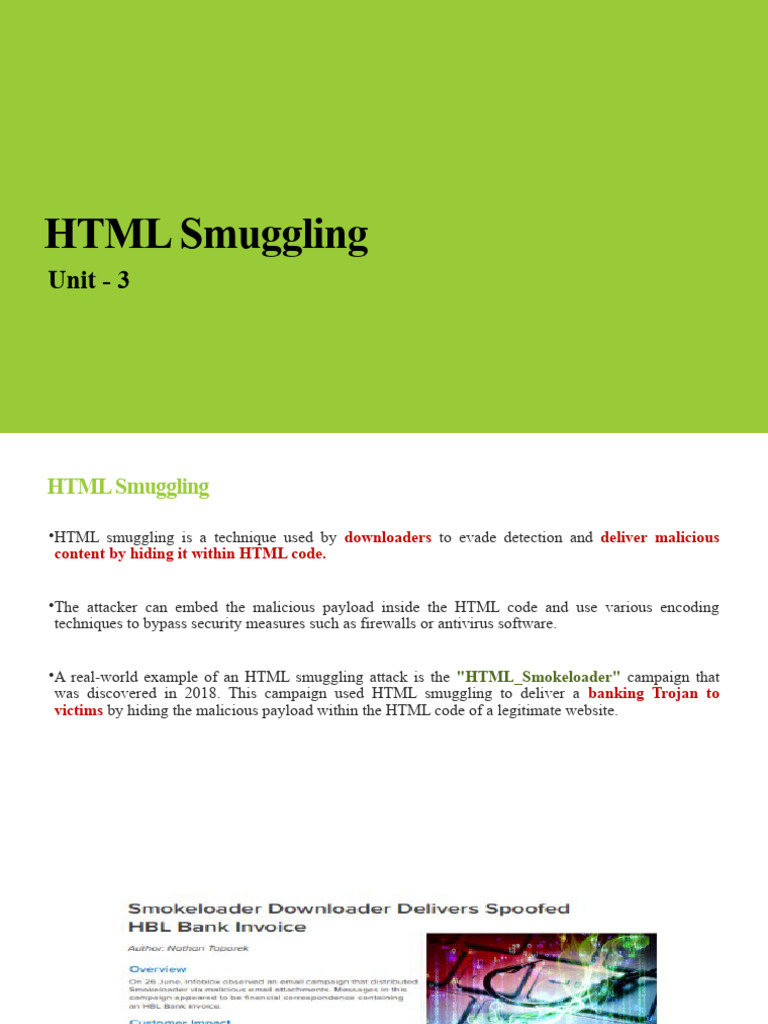 Unit 3 - HTML Smuggling | PDF | Malware | Visual Basic For Applications