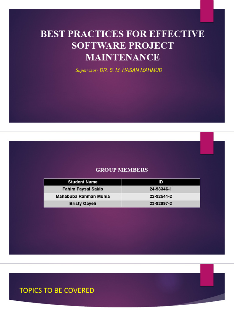 Best Practices For Effective Software Project Maintenance | PDF ...