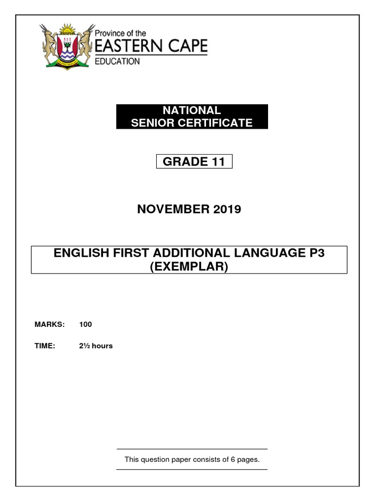 gr11 Eng Fal p3 2019 | PDF | Essays | English Language