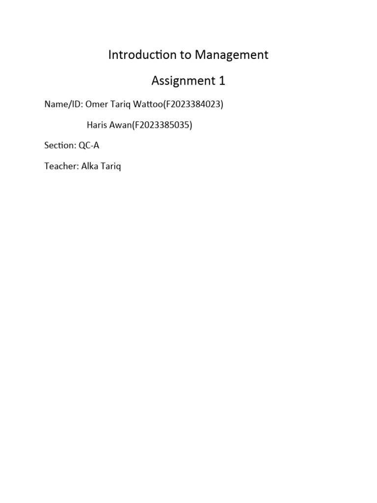 Introduction To Management - Assignment 1 | PDF | Enron | Corporate ...