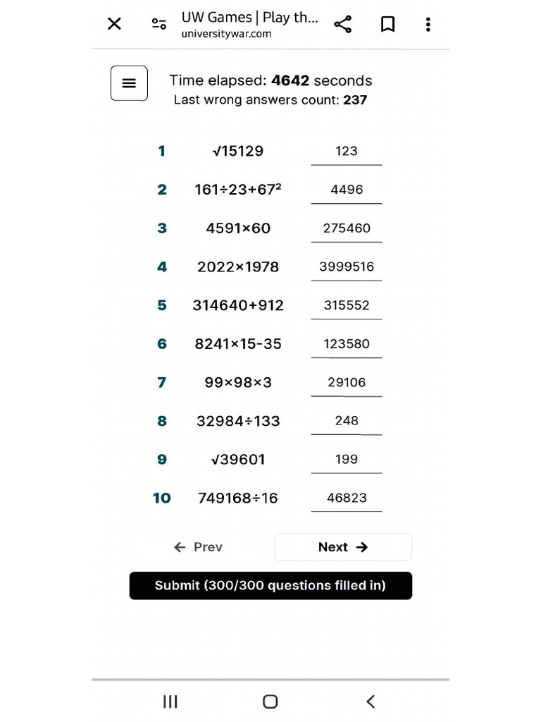 University War 2023-2024 300 Questions | PDF