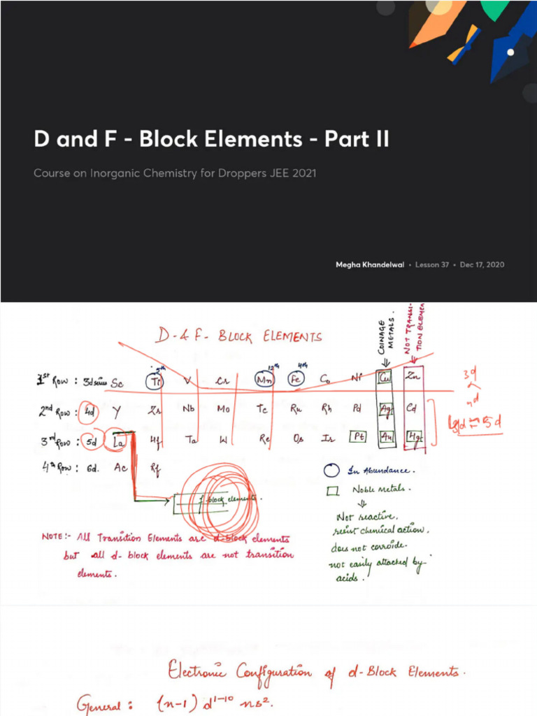 D and F Block Elements Part II With Anno | PDF