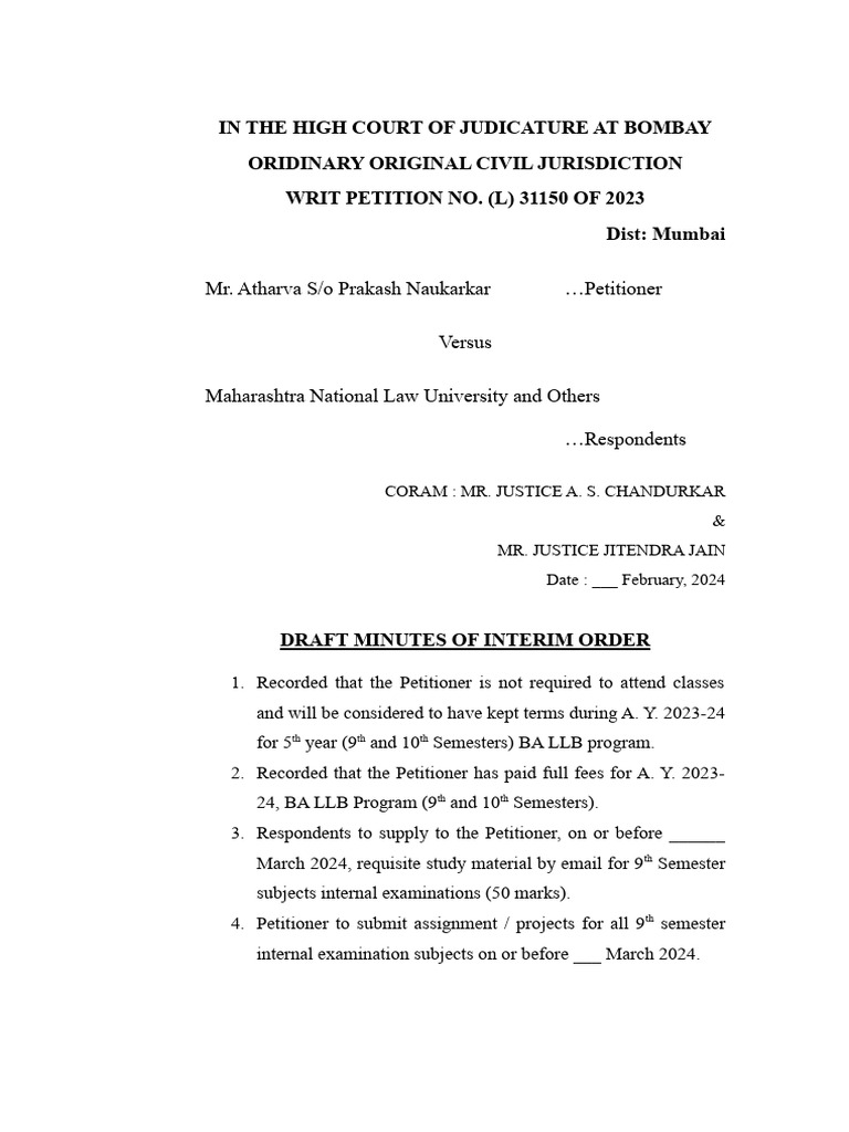 Interim Order for BA LLB Student | PDF | Government | Common Law