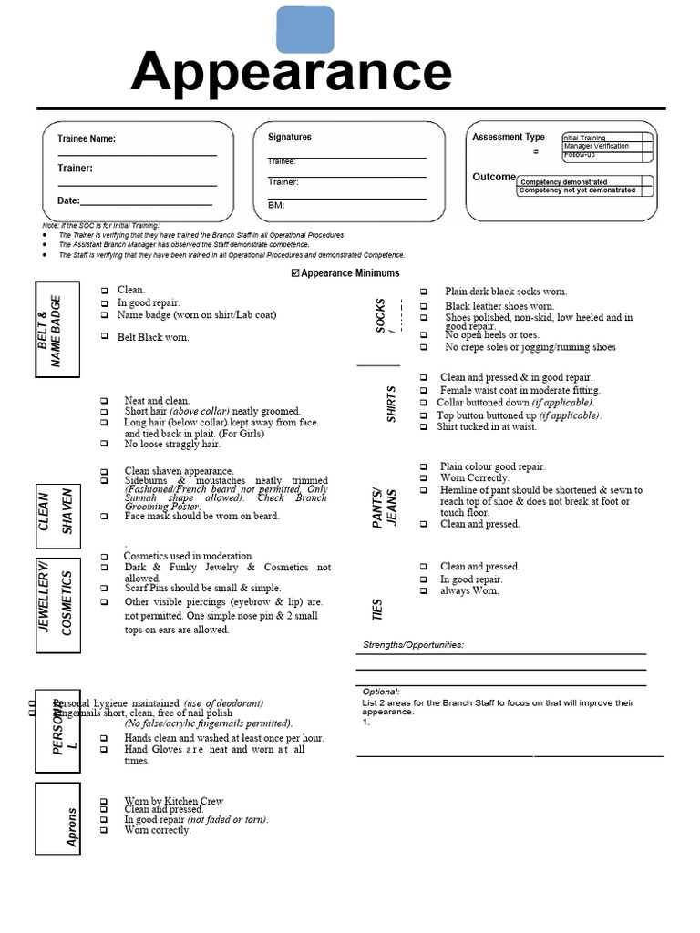 Appearance SOP | PDF | Shoe | Softlines (Retail)