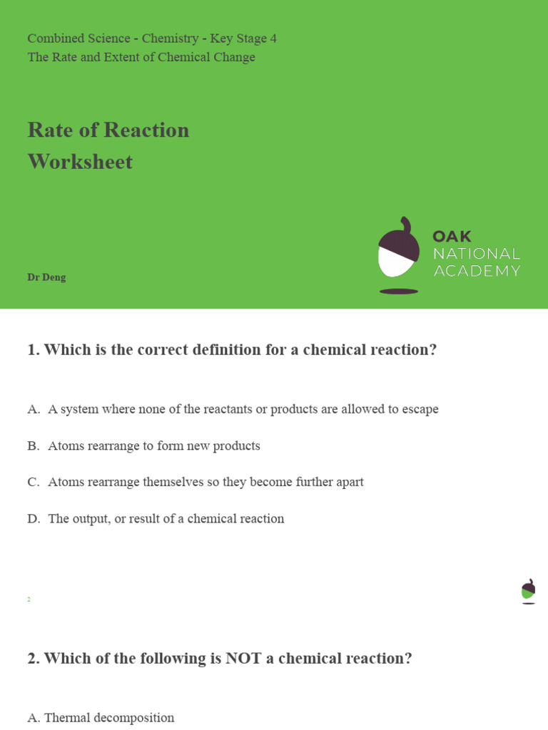 KS4 Chemistry Reaction Rates | PDF | Chemical Reactions | Reaction Rate
