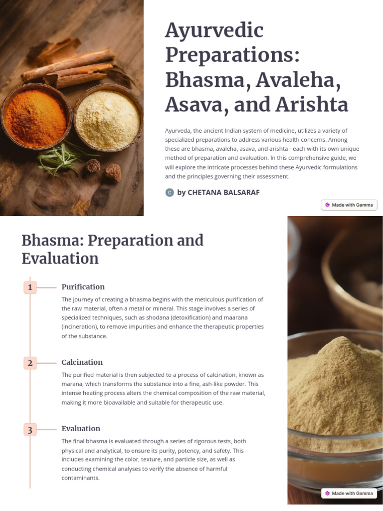 Ayurvedic Preparations Bhasma Avaleha Asava and Arishta | PDF ...