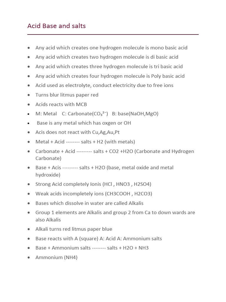 Acid Base and Salts | PDF