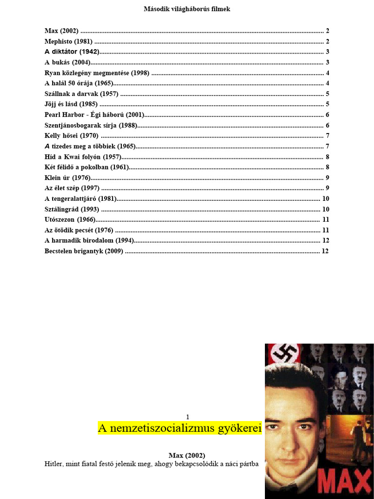 Második Világháborús Filmek | PDF