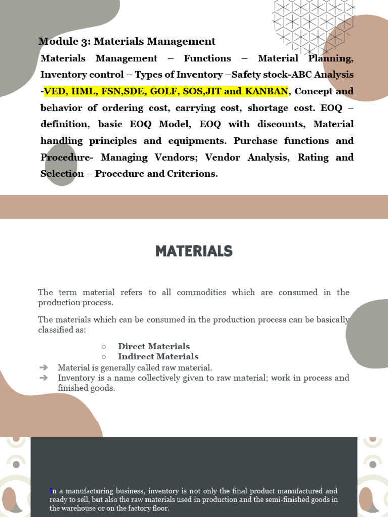 Essentials of Materials Management | PDF | Inventory | Lean Manufacturing