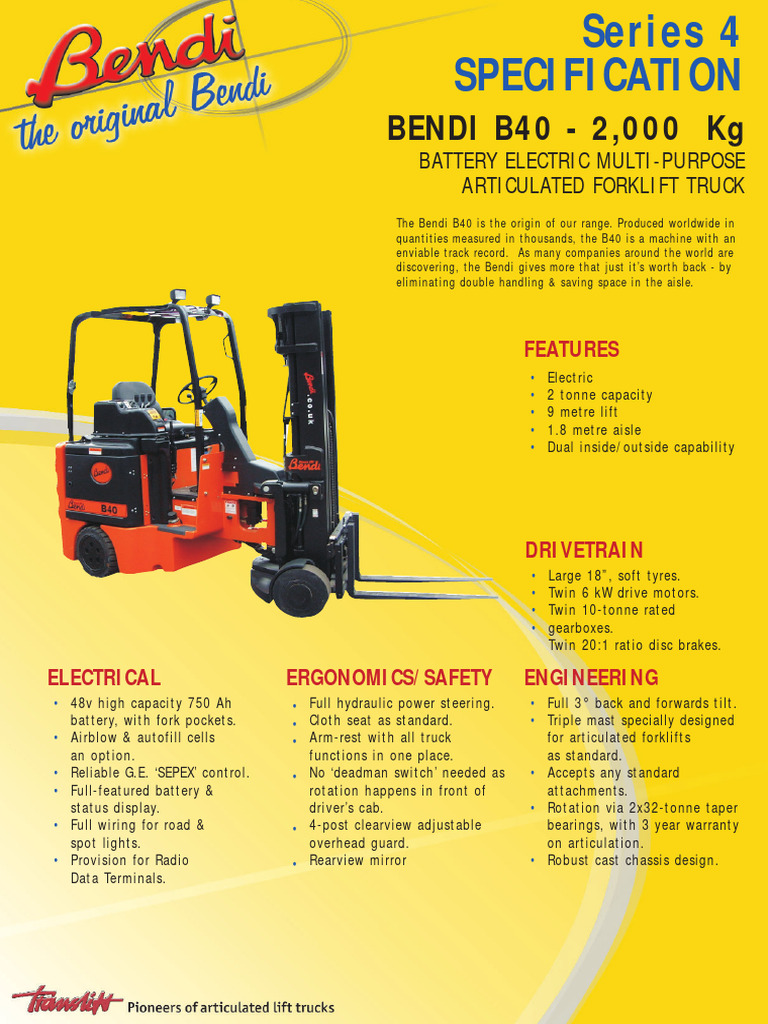 Bendi B40 Specification | PDF | Forklift | Truck