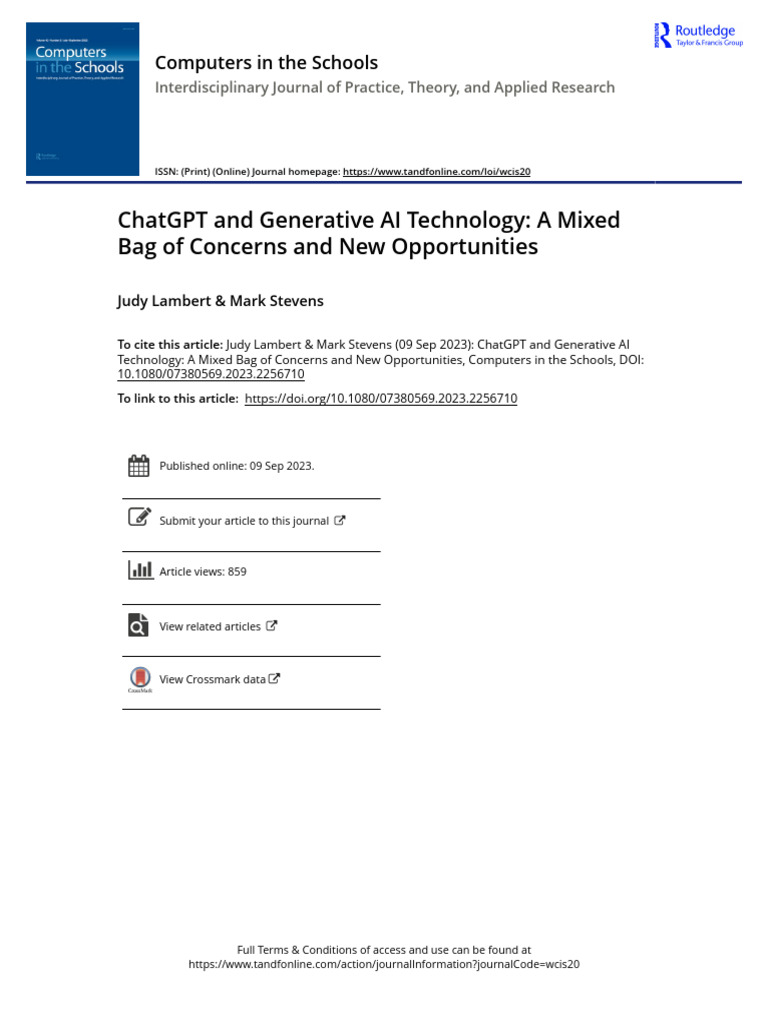 ChatGPT and Generative AI Technology A Mixed Bag of Concerns and New Opportunities | PDF ...