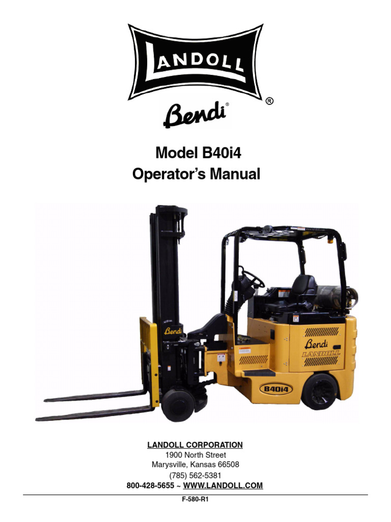 Bendi B40i4 Operators Manual F-580-R1 | PDF | Truck | Safety
