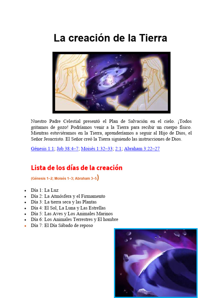 La creación de la Tierra | PDF | Tierra | Dios el padre