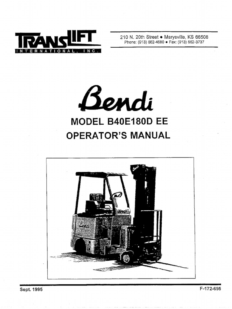 Bendi 40 Ee Operators F-172-695 09-1995 | PDF