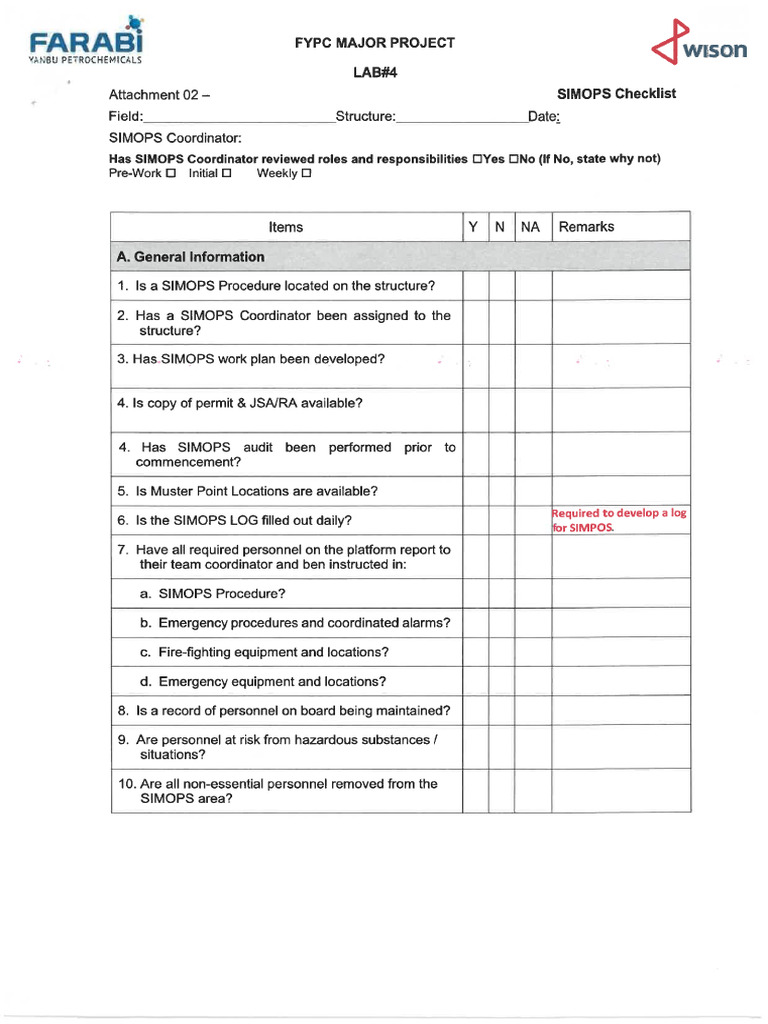 SIMOPS CHECKLIST | PDF