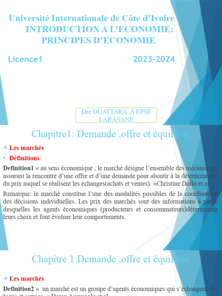 Cours Principes l1 Chap1 | PDF | Offre et demande | Élasticité (économie)