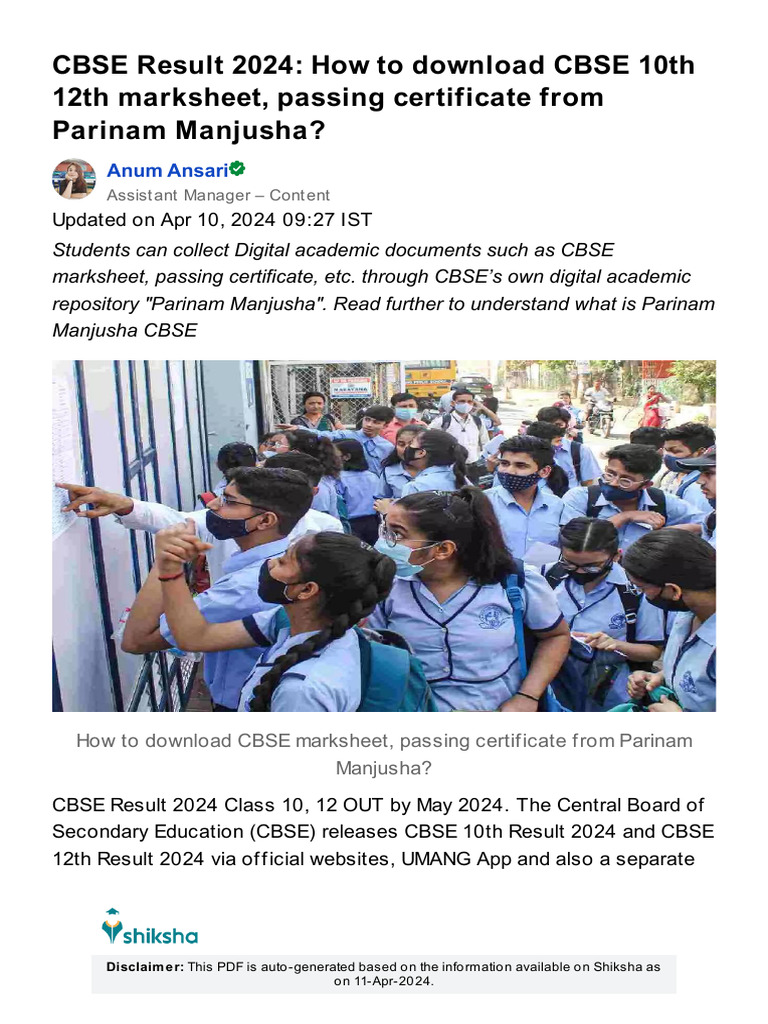 CBSE Result 2024: How To Download CBSE 10th 12th Marksheet, Passing ...