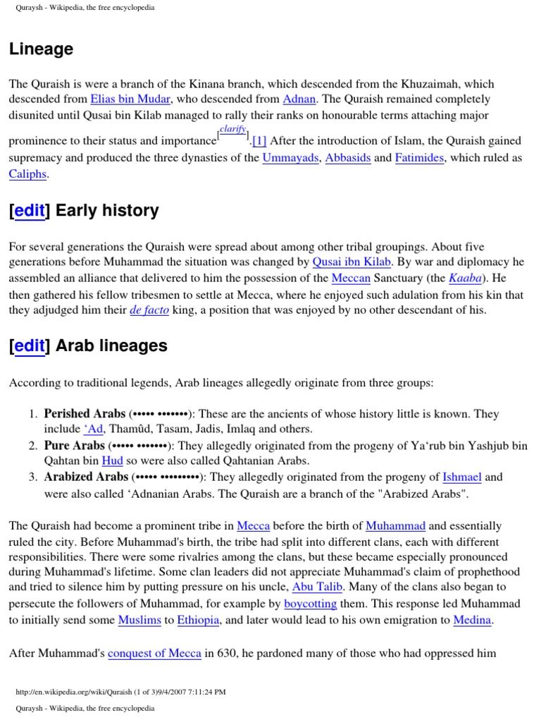 History of the Quraysh Tribe | PDF | Muhammad | Abrahamic Religions