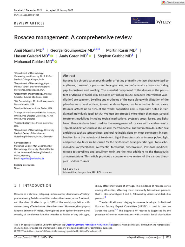 Rosacea 2022 | PDF | Topical Medication | Clinical Medicine