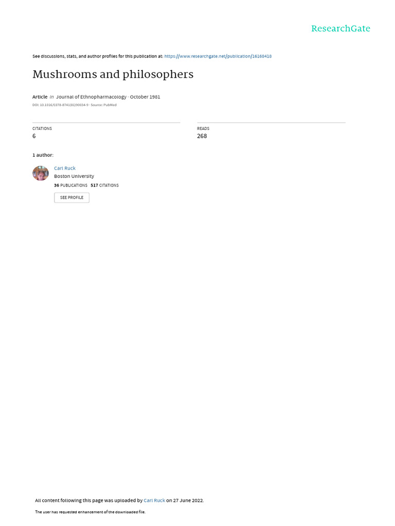 Mushrooms and Philosophers - C. Ruck | PDF | Persephone | Dionysus