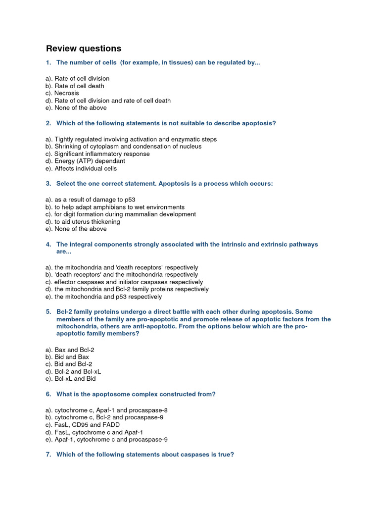 Cell Biology and Cancer Concepts Quiz | PDF | Apoptosis | Cell Signaling