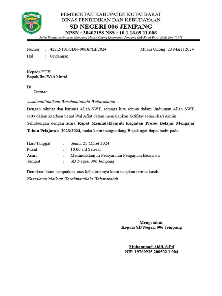 Undangan Rapat dan Perpisahan | PDF