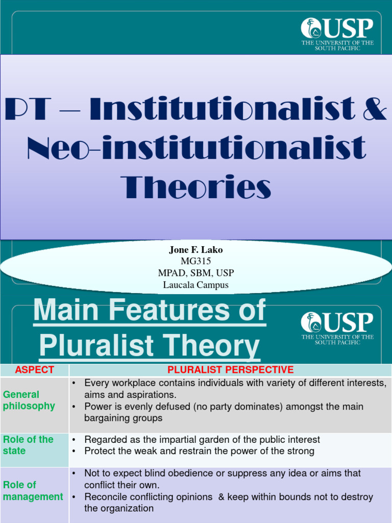 PT - Institutionalist & Neo-Institutionalist Theories: MG315 Mpad, SBM ...