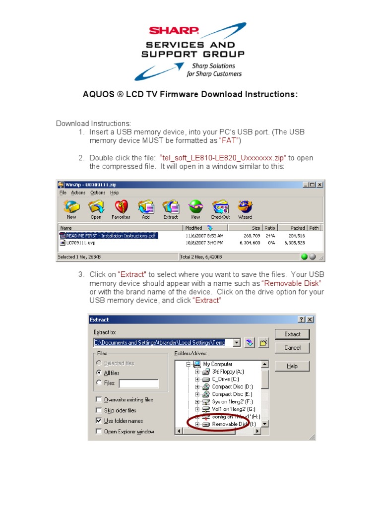 Sharp - Le810-Le820 Series Update | PDF | Usb Flash Drive | Usb