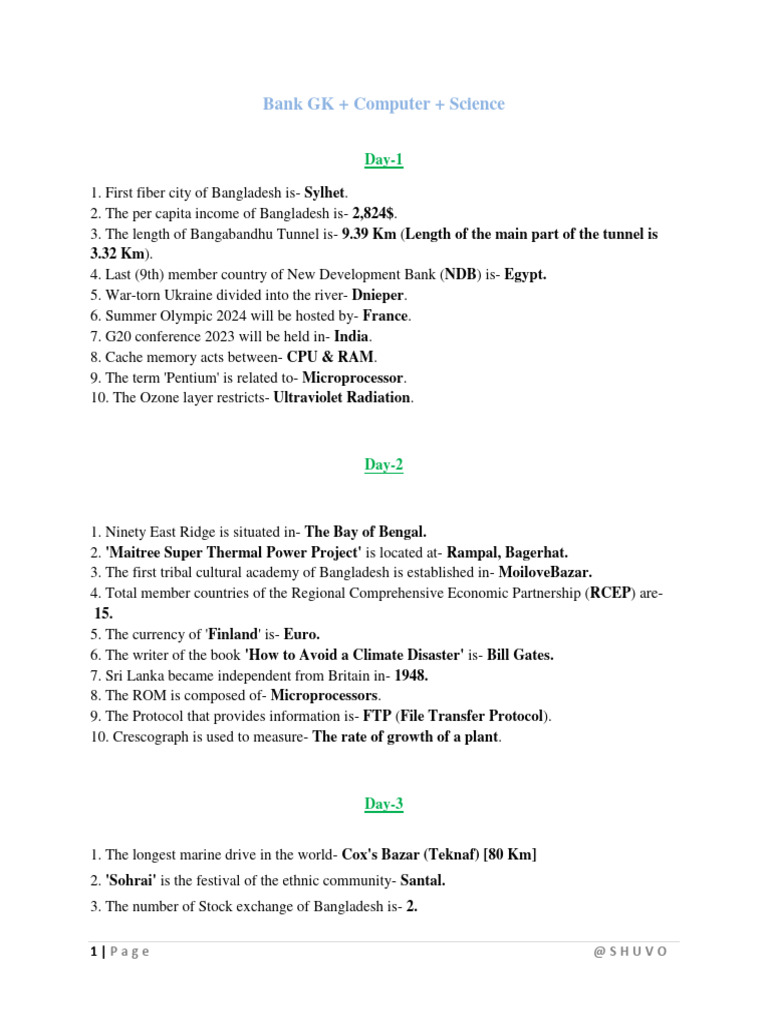 Bank GK Computer Science | PDF | Bangladesh | Sql Bank GK Computer Science | PDF | Bangladesh | Sql