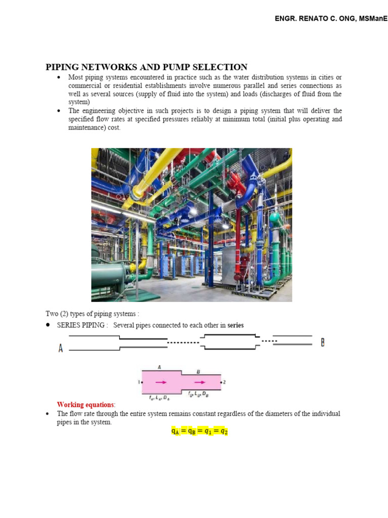 Piping Networks | PDF | Fluid Mechanics | Chemical Engineering