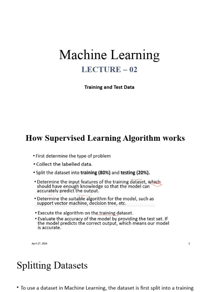 Machine Learning Lecture 02 Pdf Cross Validation Statistics Machine Learning