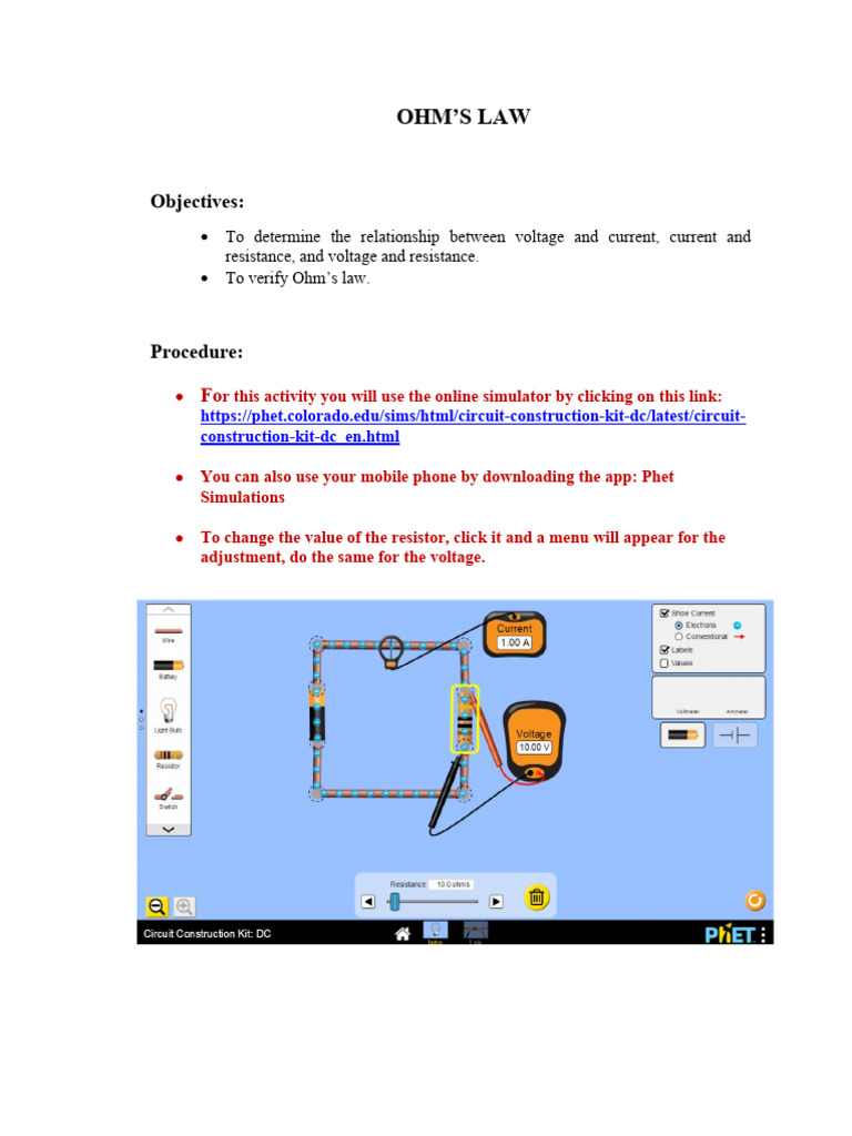 Laboratory Experiment Ohms Law | PDF | Resistor | Voltage