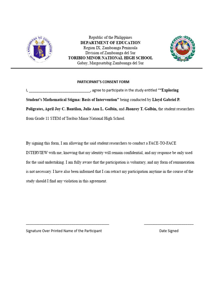 Participant's Consent Form | PDF