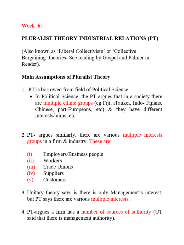 Pluralist Theory in Industrial Relations | PDF | International Labour ...