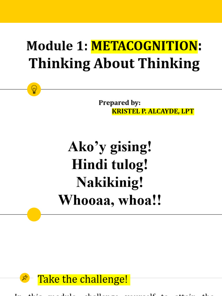 Lesson 1 Metacognition | PDF | Metacognition | Learning