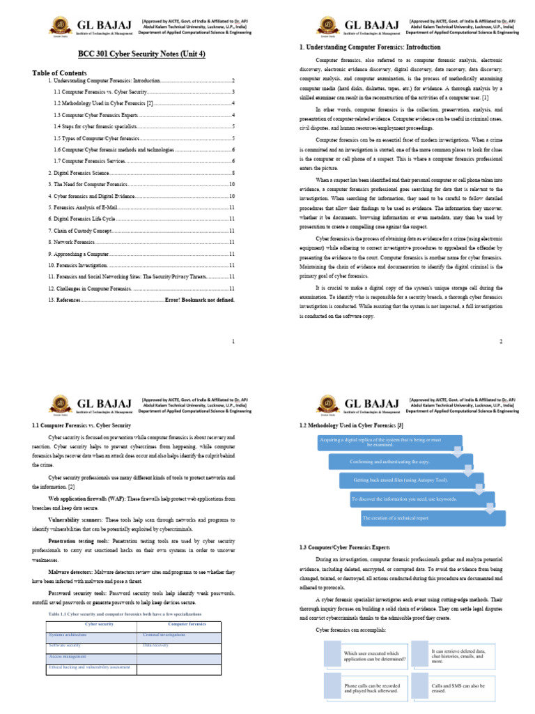 BCC 301 Cyber Security Notes Unit 4 | PDF | Computer Forensics ... BCC 301 Cyber Security Notes Unit 4 | PDF | Computer Forensics ...