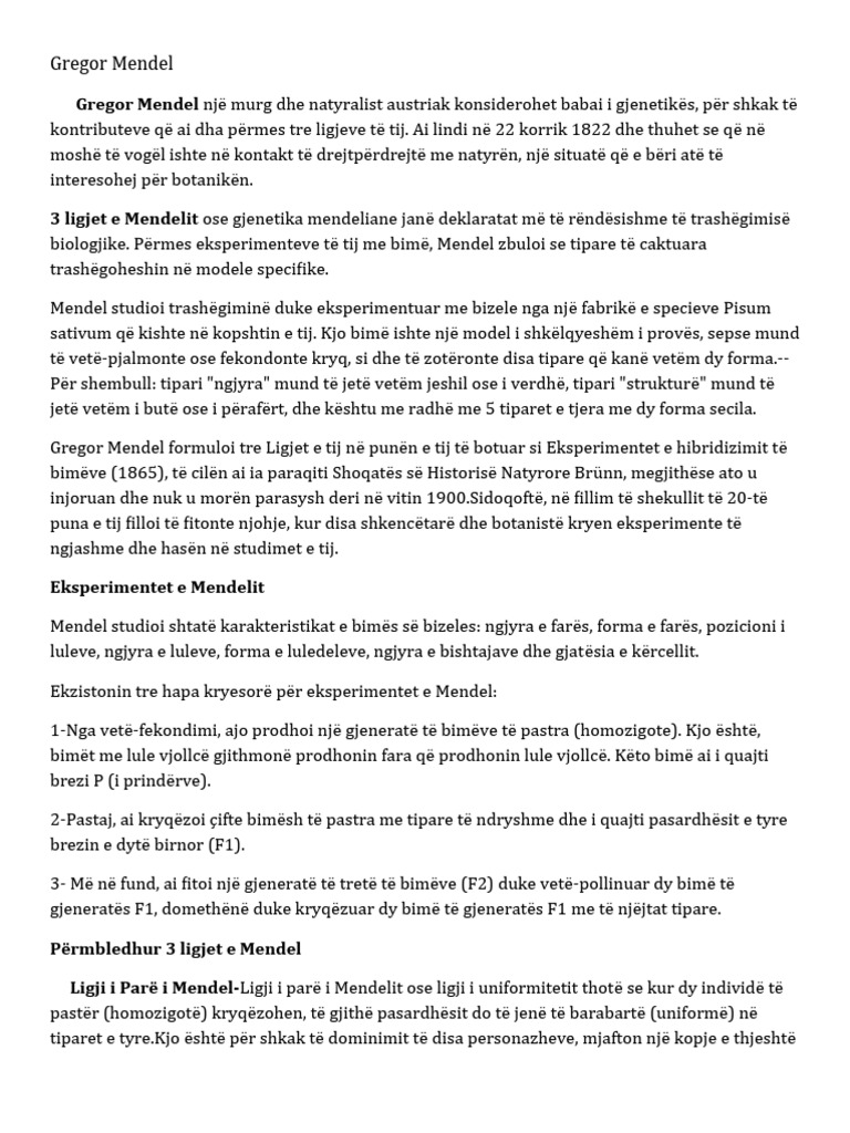 Gregor Mendel | PDF