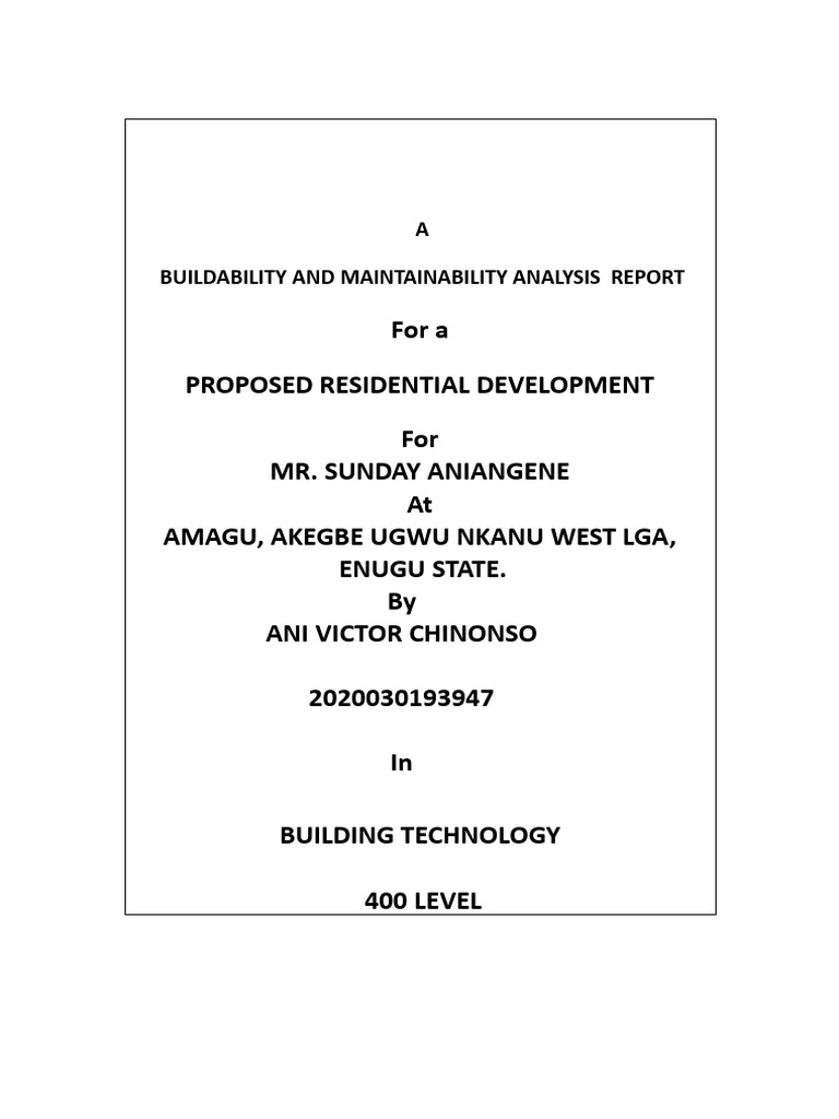 Buildability and Maintainability Analysis Report (Ani Victor Chinonso ...
