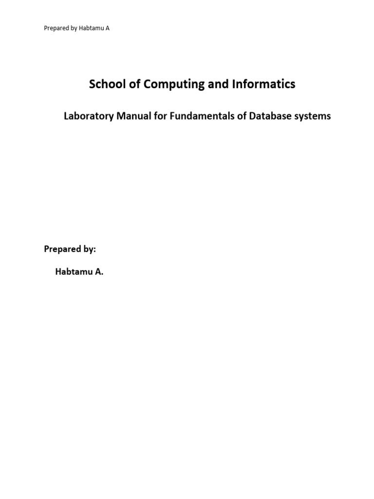 Fundamental of DB Lab Manual | PDF | Microsoft Sql Server | Computing