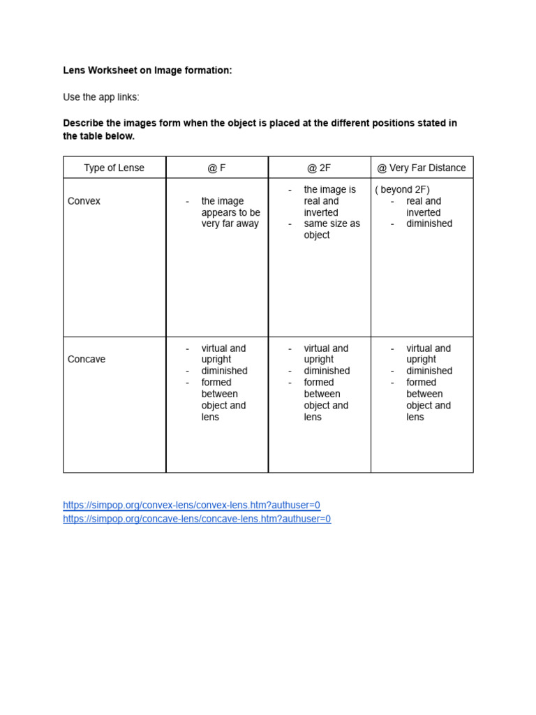 Lens Image Formation Guide | PDF