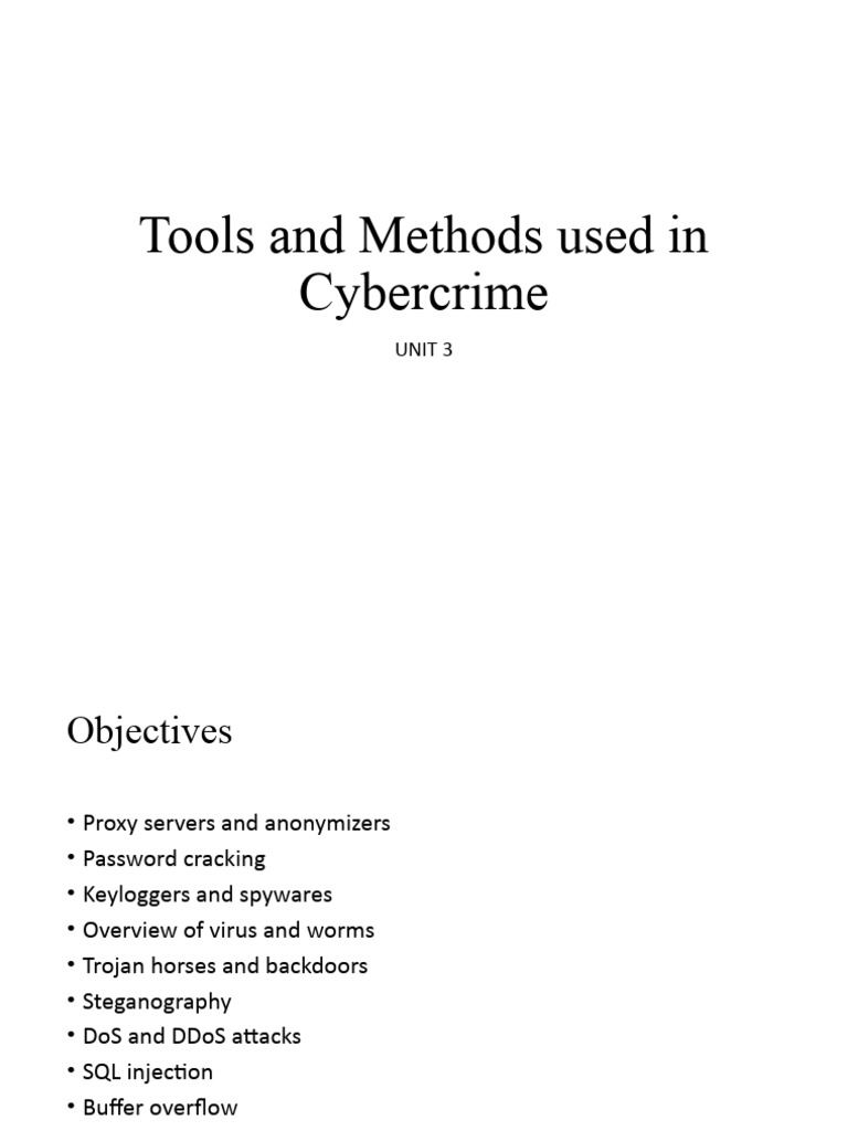 Tools and Methods Used in Cybercrime Unit 3 | PDF | Denial Of Service ...
