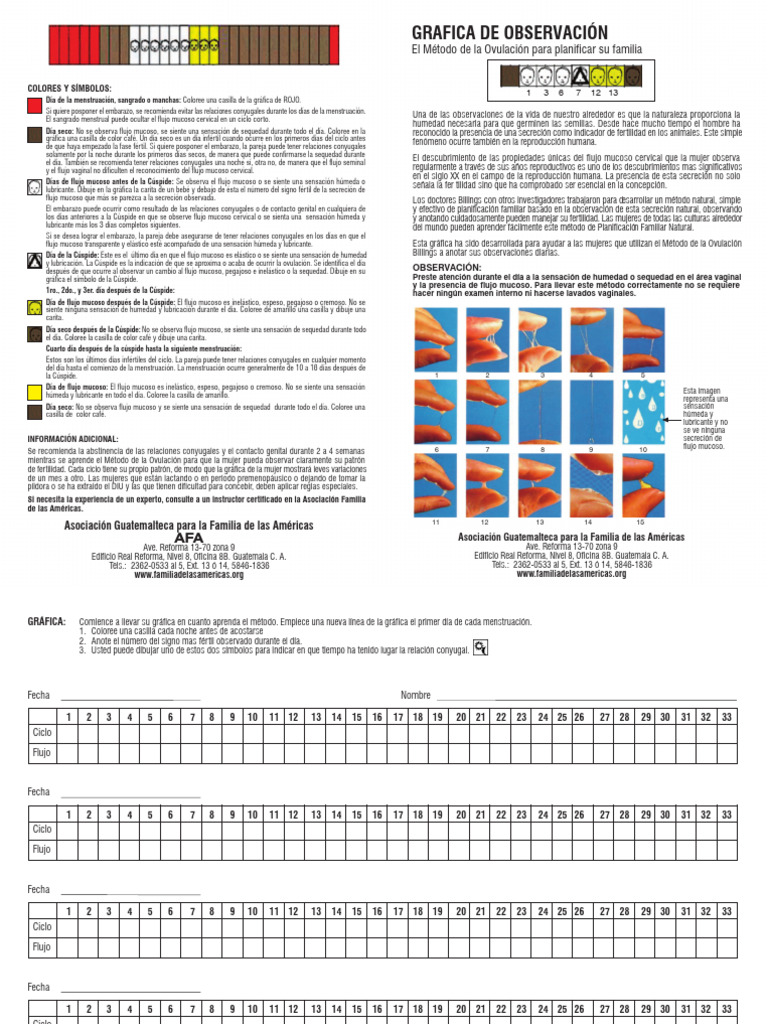 Spanish FAF Chart Back and Front | PDF | Menstruación | Reproducción humana