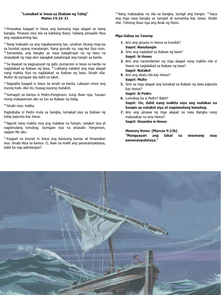 Lumakad Si Jesus Sa Ibabaw NG Tubig | PDF