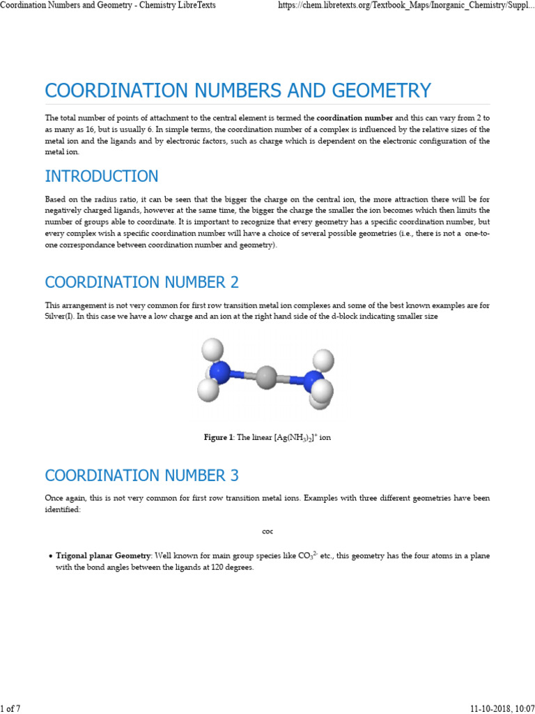 Coordination Numbers And Geometry Chemistry Libretexts Pdf