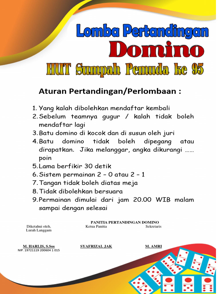 Aturan Lomba Domino Kelurahan Langgam | PDF